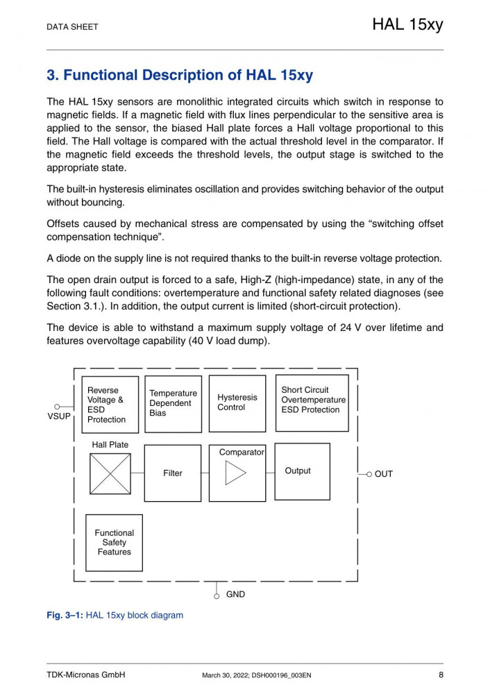 HAL1502UA technical document preview, page image 8