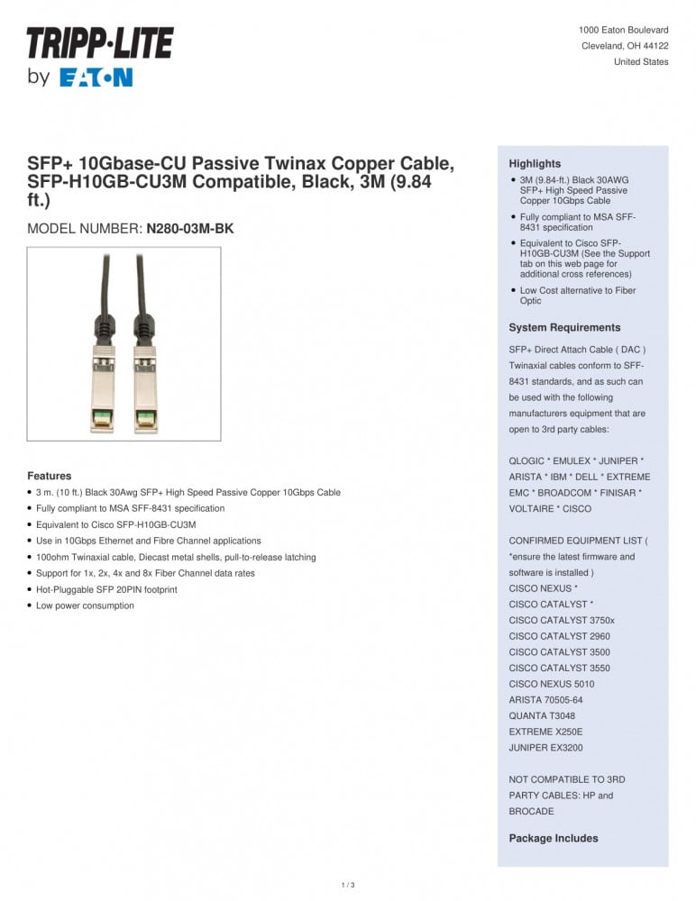 N280-03M-BK technical document page 1