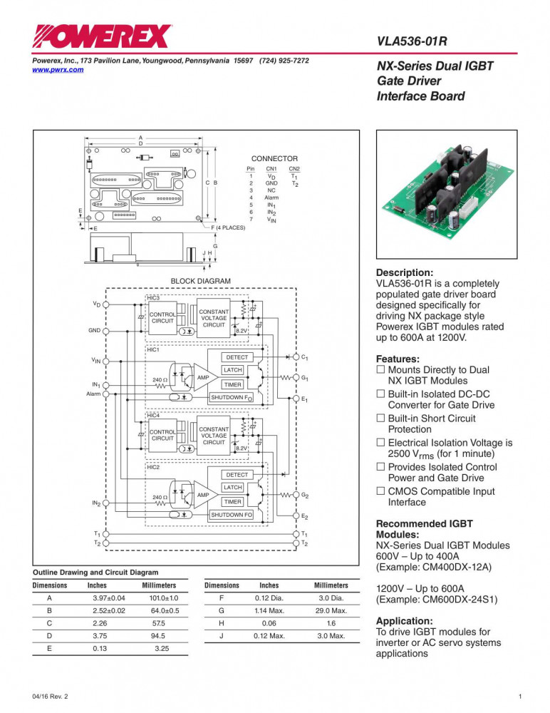 VLA536-01R technical document page 1