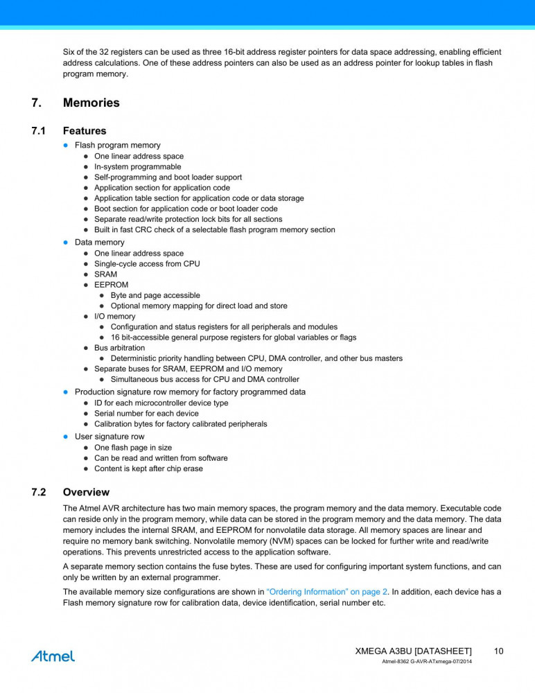 ATxmega256A3BU datasheet page 10
