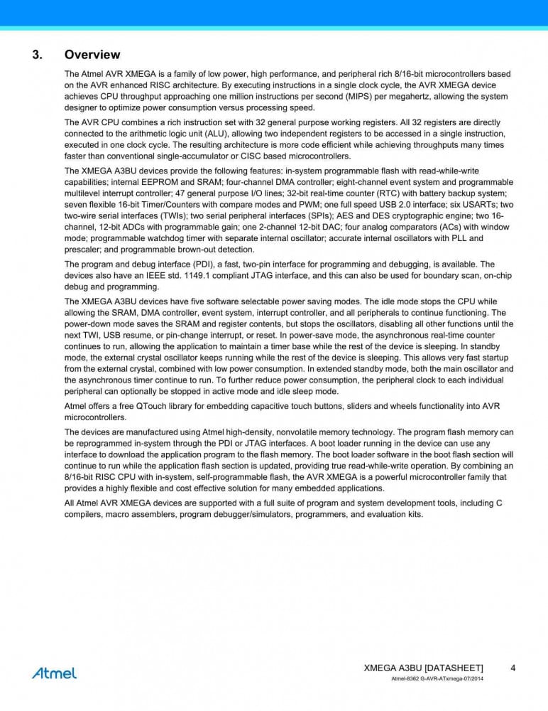ATxmega256A3BU datasheet page 4