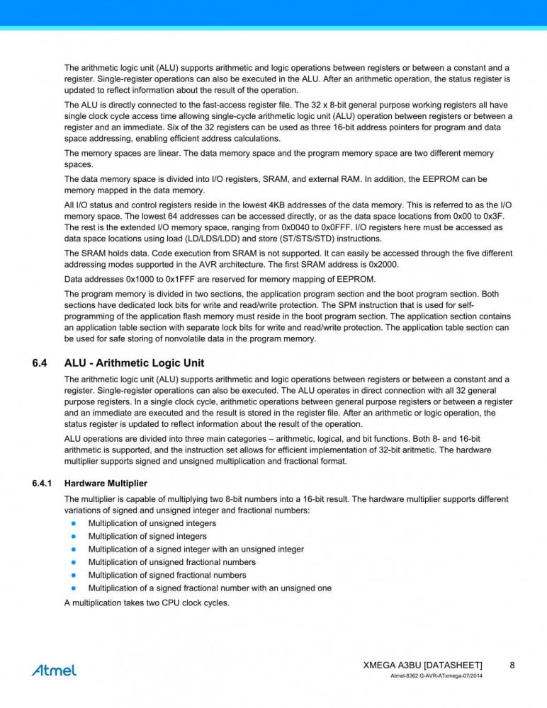 ATxmega256A3BU datasheet page 8