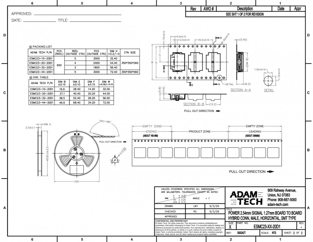 ADAM TECH ESMC connector technical drawing, page 2