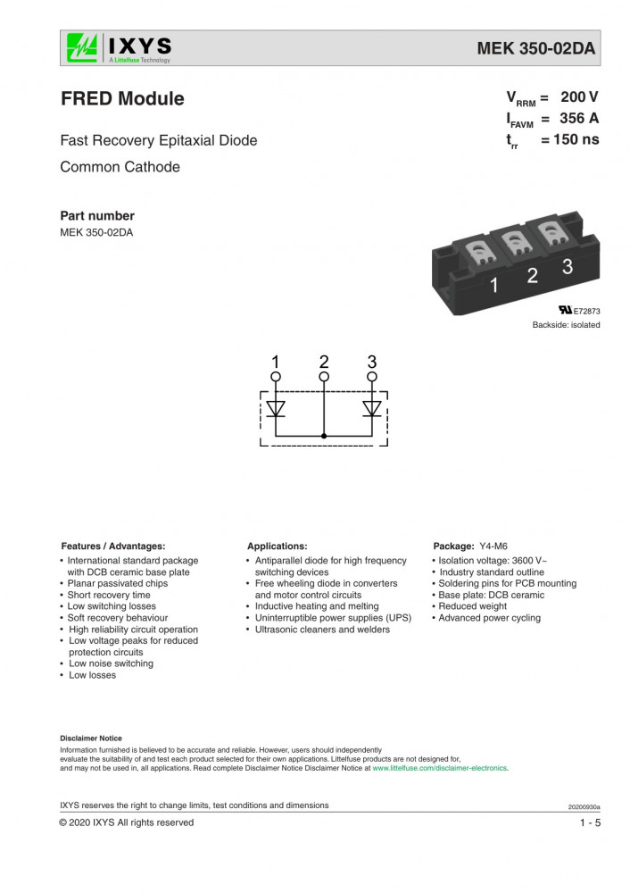 MEK350-02DA datasheet page 1