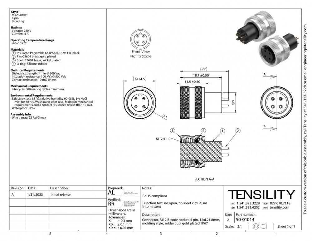 Tensility 50-01014 product drawing preview