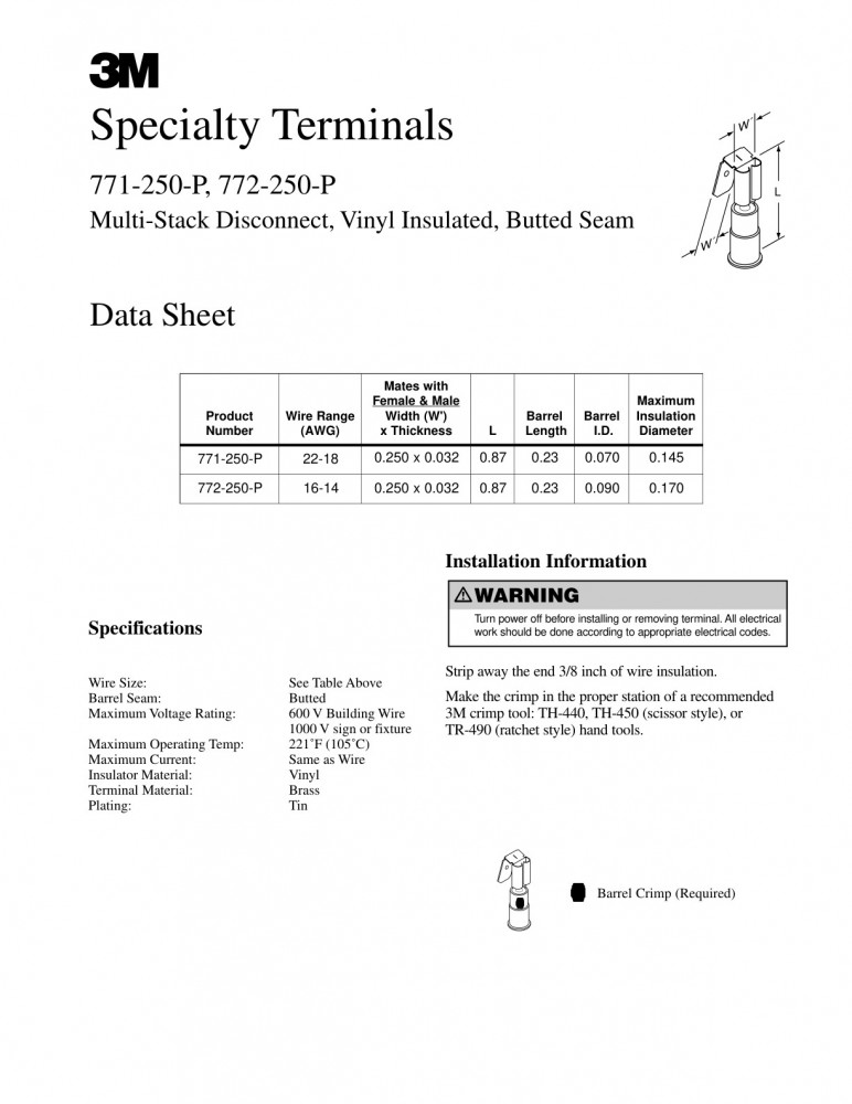 3M 771-250-P technical document page 1