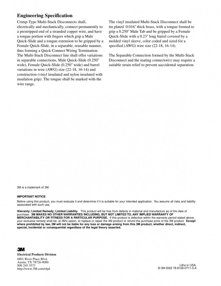 3M 771-250-P technical document page 2