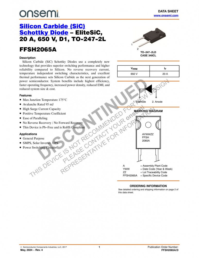 FFSH2065A technical document page 1