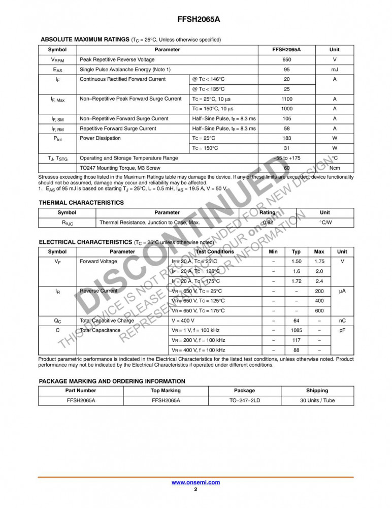 FFSH2065A technical document page 2