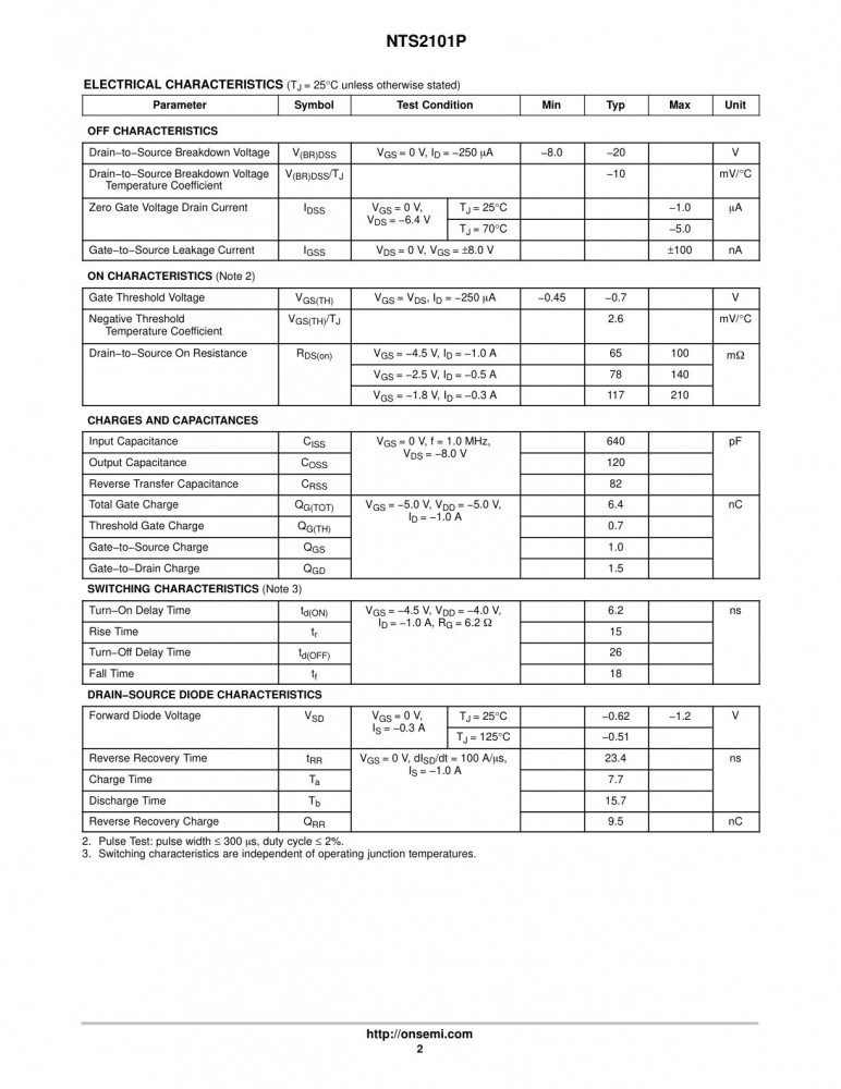 NTS2101PT1G datasheet page 2