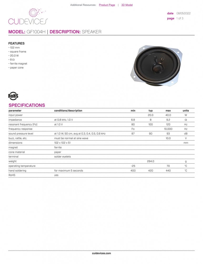GF1004H datasheet page 1