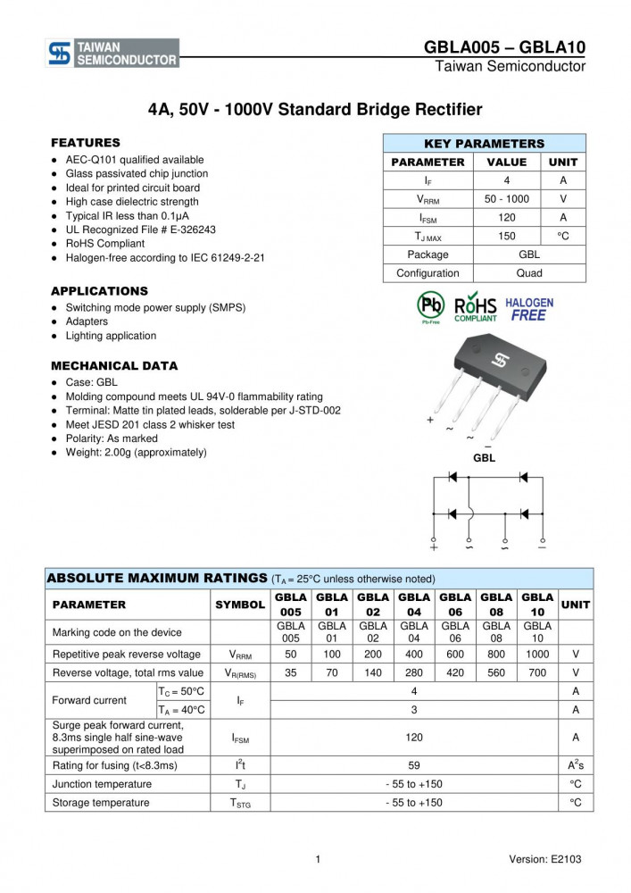 GBLA005 technical document page 1