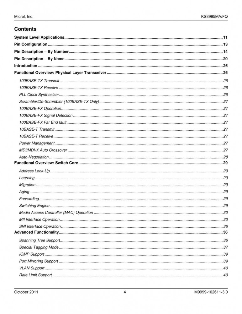 KSZ8995FQI datasheet page 4