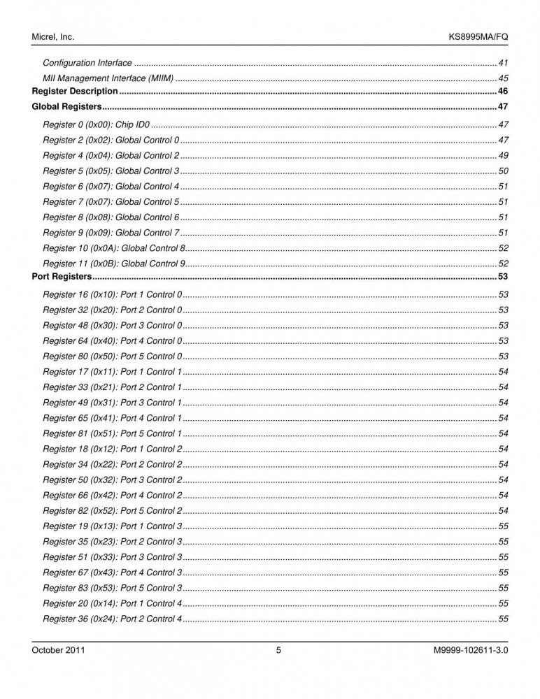 KSZ8995FQI datasheet page 5