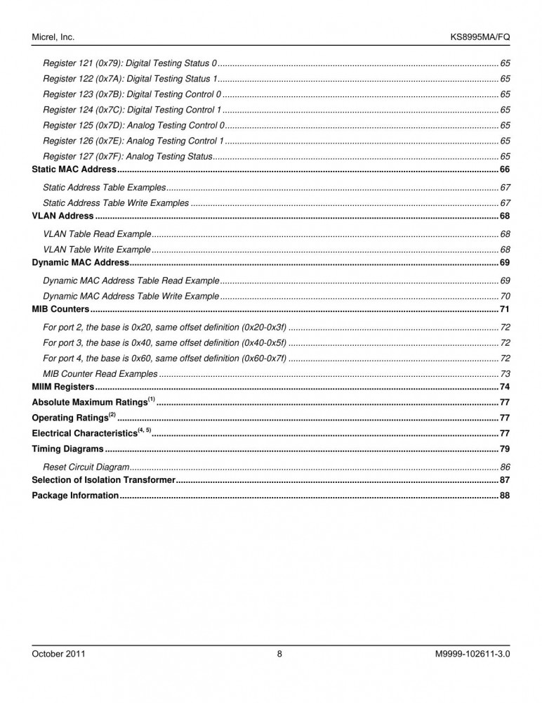 KSZ8995FQI datasheet page 8