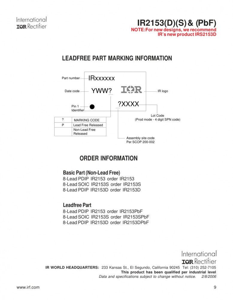 IR2153PBF datasheet page 9