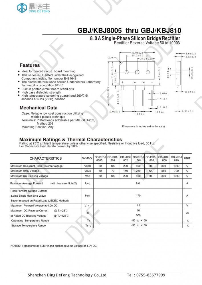 GBJ808 datasheet page 1