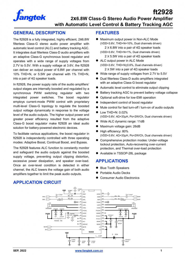 FT2928P datasheet page 1