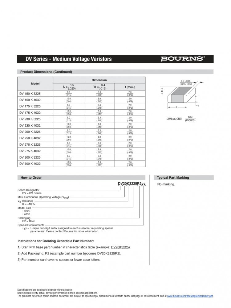 BOURNS DV Series datasheet page 4