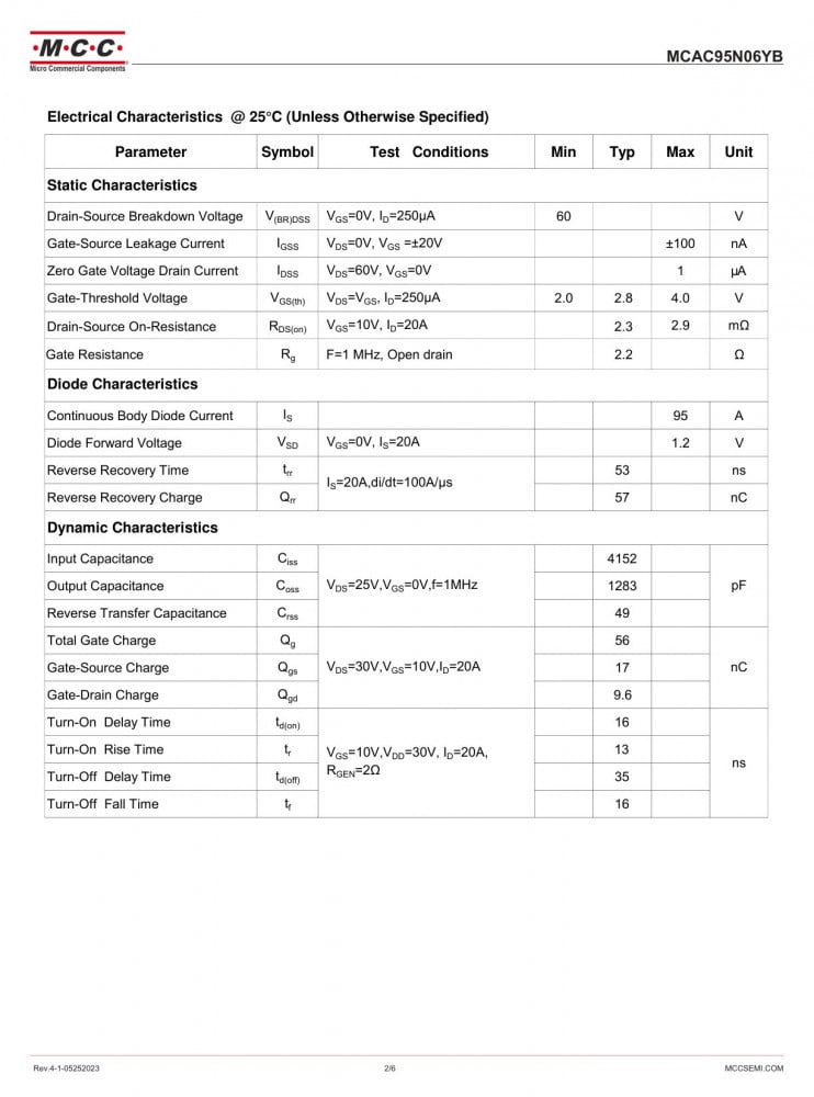 MCAC95N06YB-TP datasheet page 2
