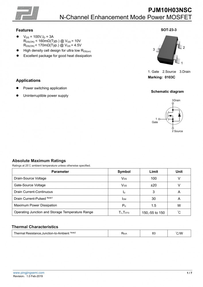 PJM10H03NSC datasheet page 1
