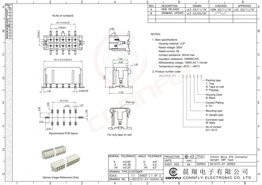 CONNFLY DS1073-07 series drawing page 1