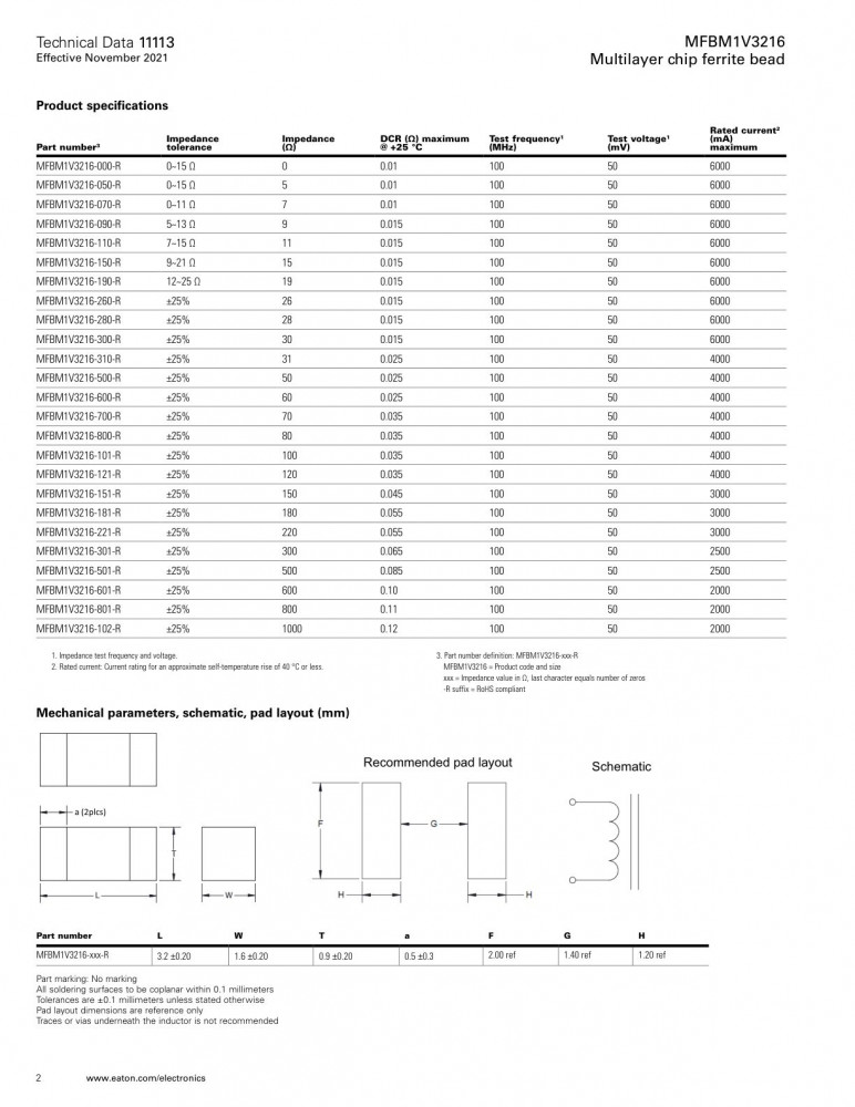 EATON MFBM1V3216 datasheet page 2