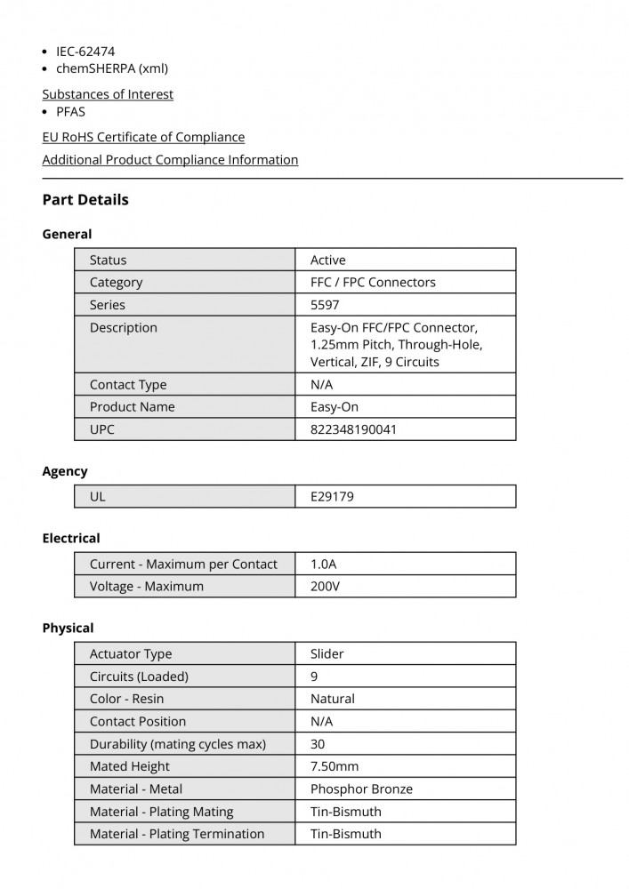 Technical document page 2 for MOLEX 39532095