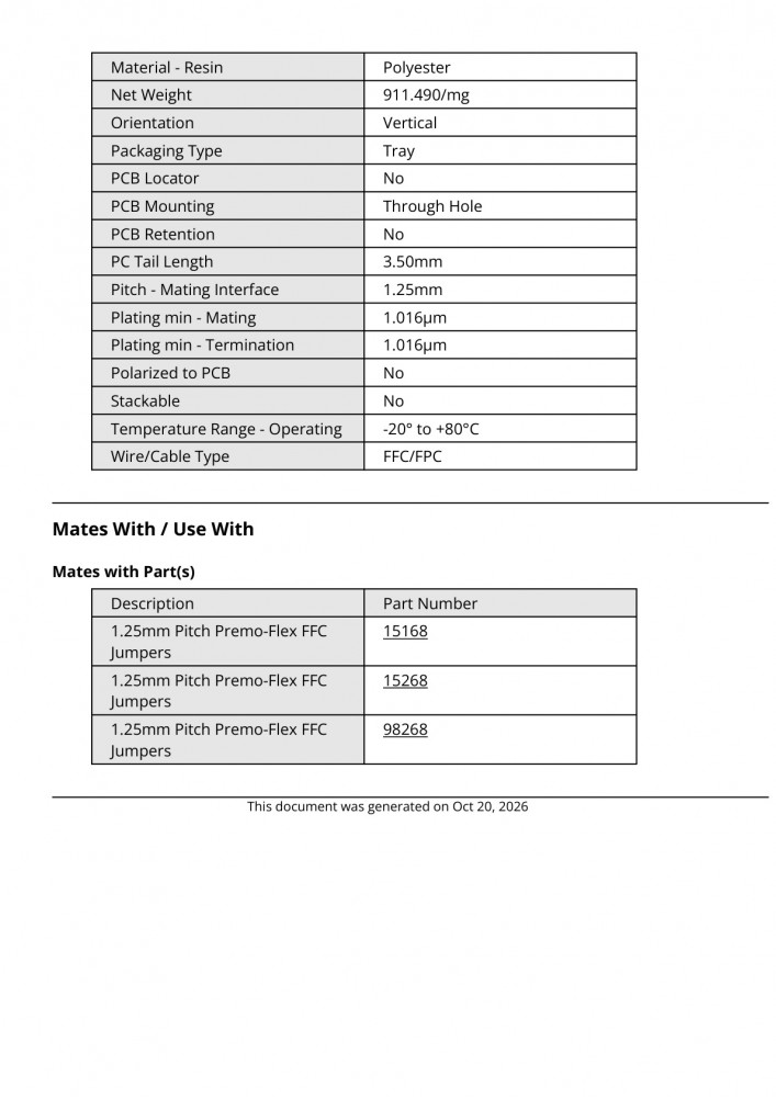 Technical document page 3 for MOLEX 39532095