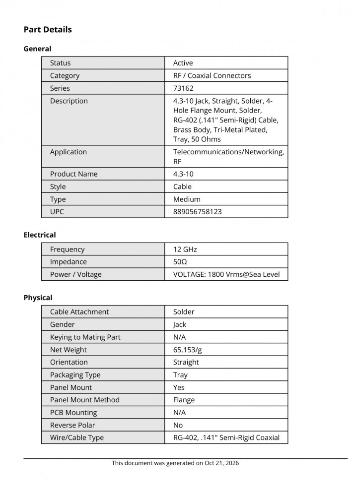 Technical document page 2 for MOLEX 731626691