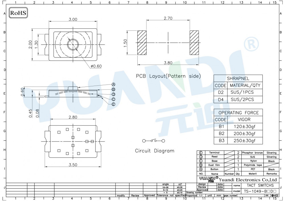 YUANDI TS-1049-B2D4 technical document page