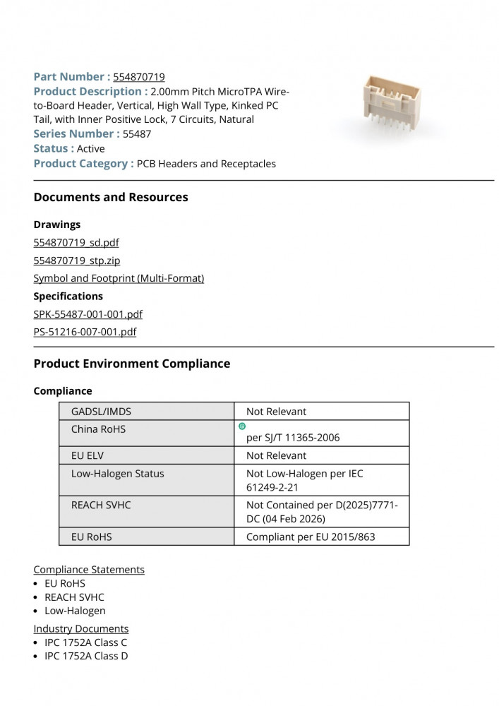 MOLEX 554870719 technical document image 1