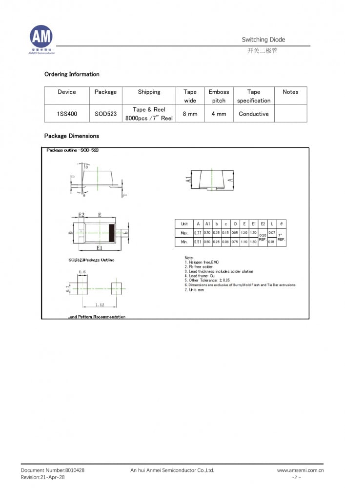 1SS400 datasheet page 2