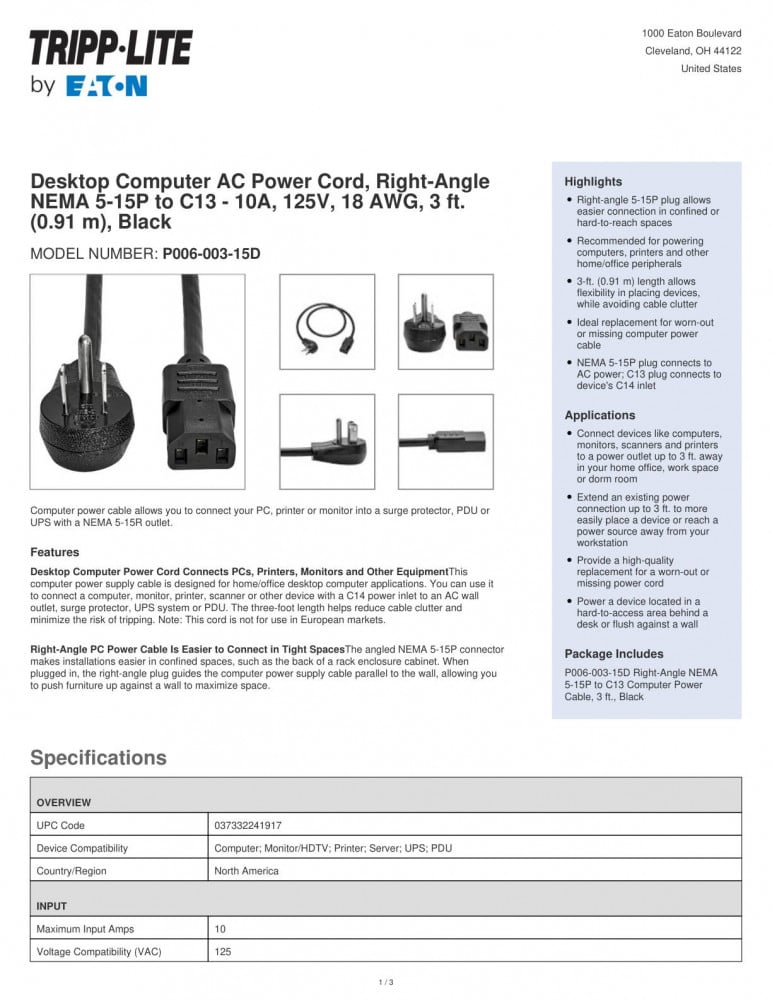 P006-003-15D technical document page 1