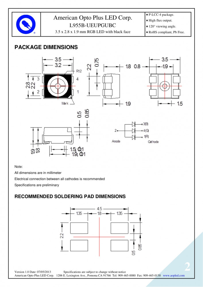 L955B-UEUPGUBC datasheet page 2