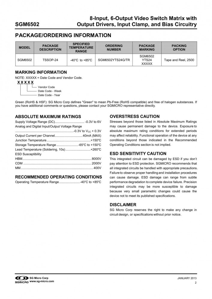 SGM6502 datasheet page 2