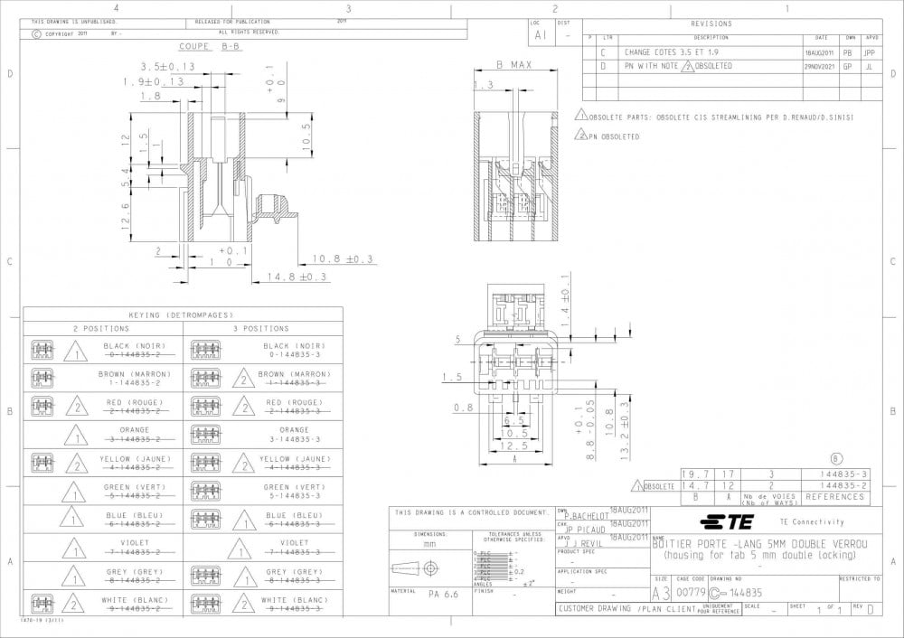 TE Connectivity 144835-3 technical drawing reference