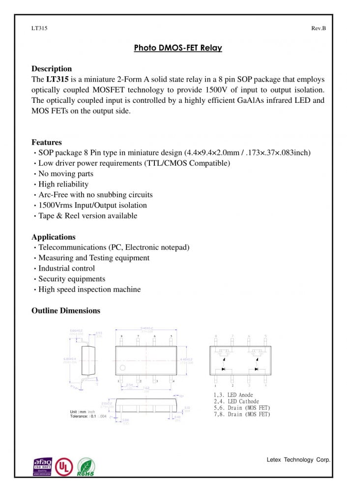 LT315 datasheet page 1