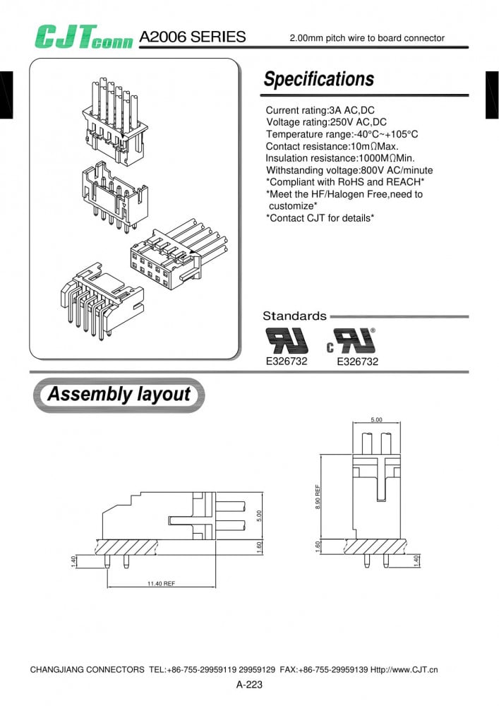 CJT A2006 connector datasheet page 1
