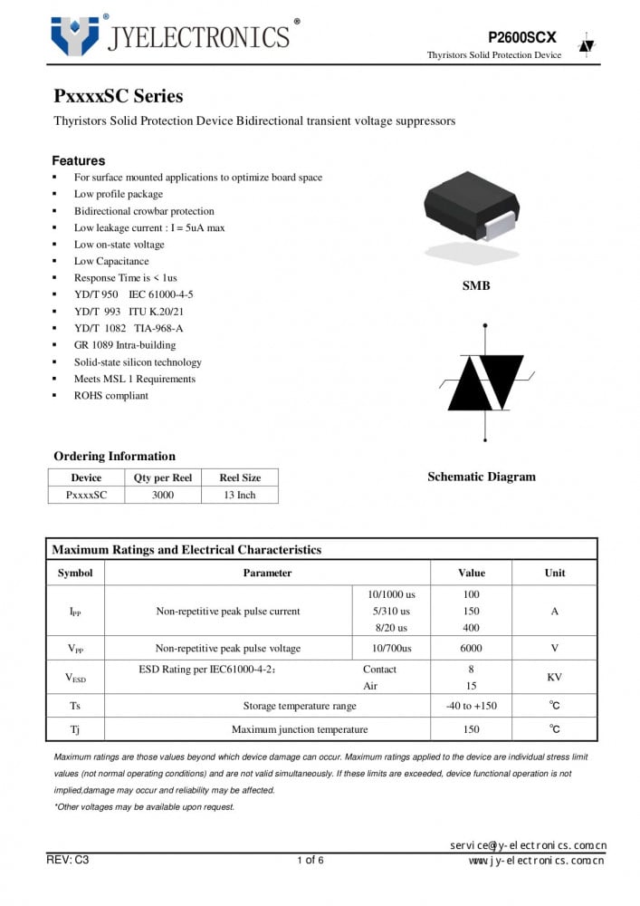 P2600SCX datasheet page 1