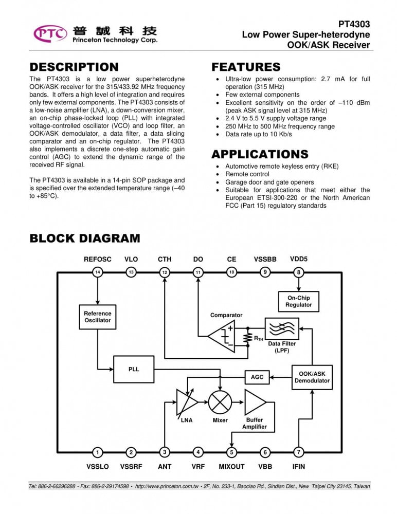 PT4303 datasheet page 1