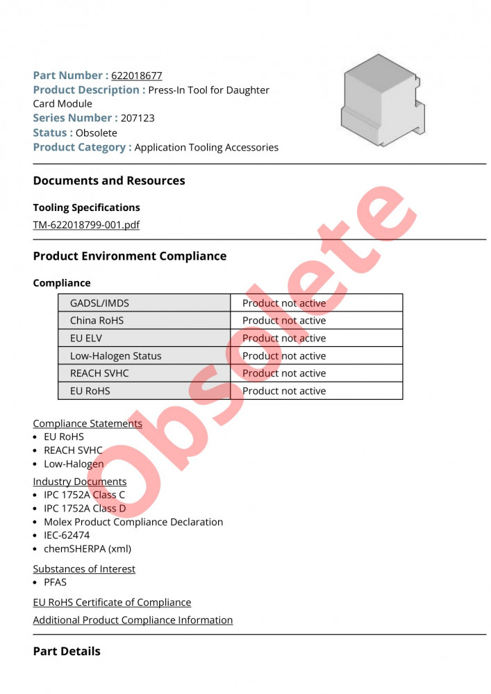 Molex tooling document page 1