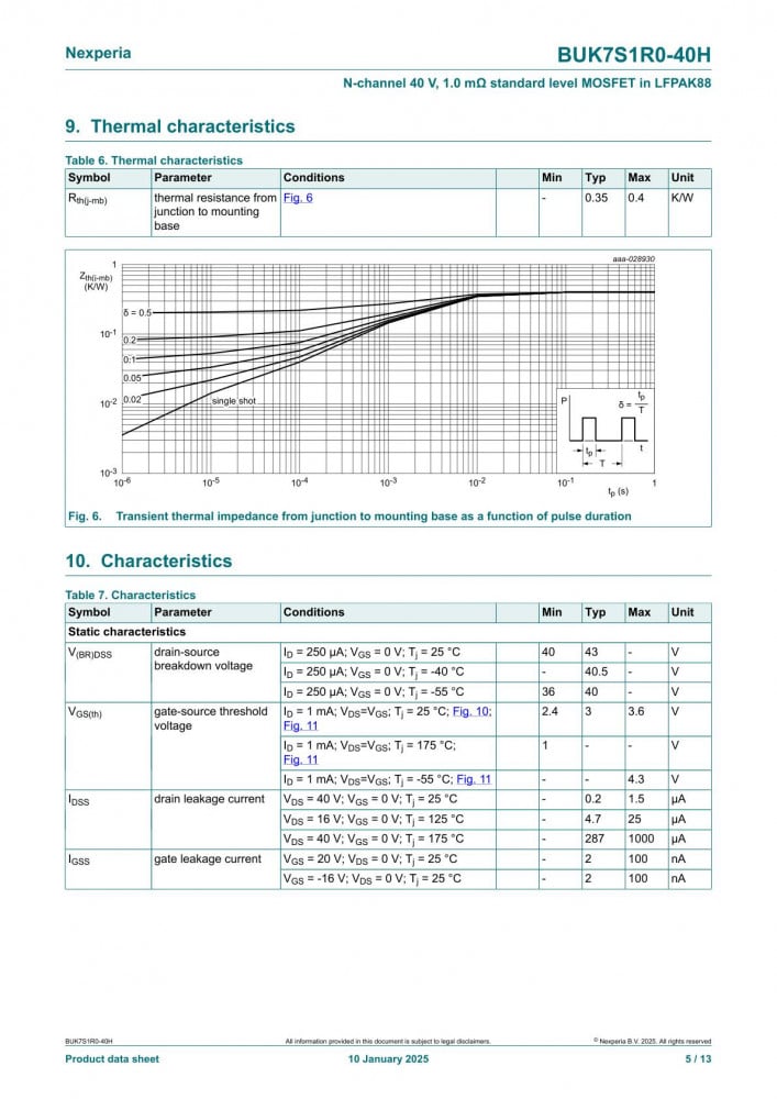 BUK7S1R0-40H datasheet page 5