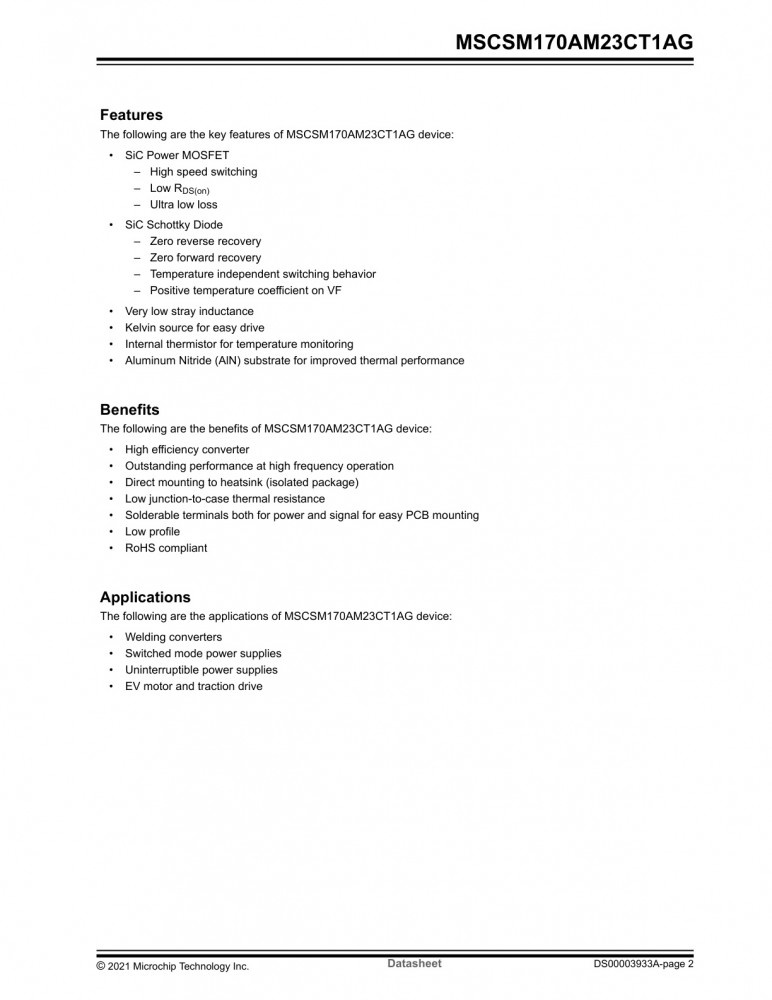 MSCSM170AM23CT1AG document page 2