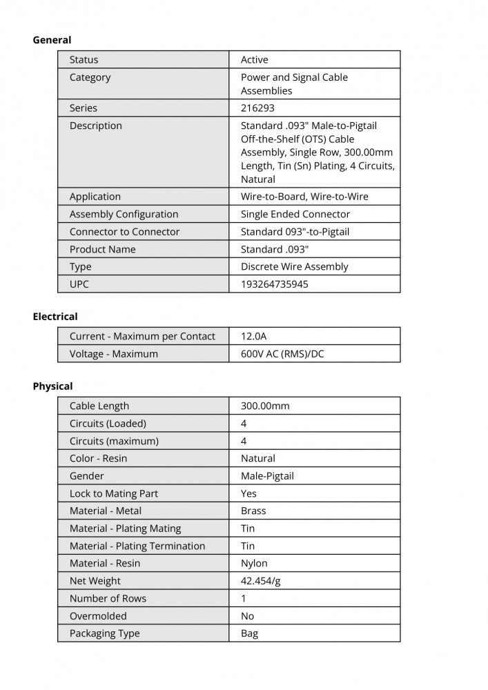 Technical document page 2 for MOLEX 2162931042