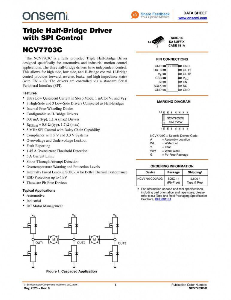 NCV7703C datasheet page 1