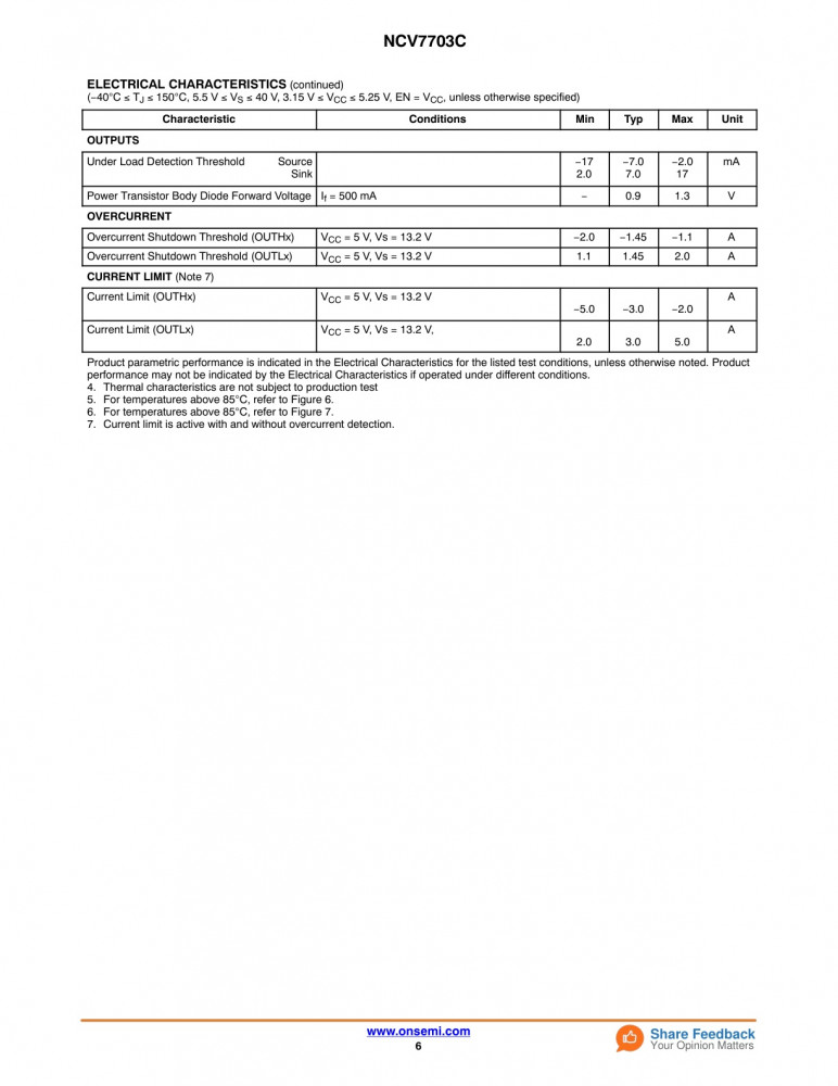 NCV7703C datasheet page 6