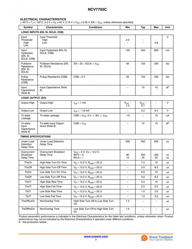 NCV7703C datasheet page 7