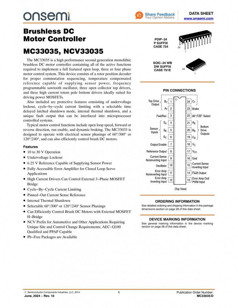 NCV33035 datasheet page 1