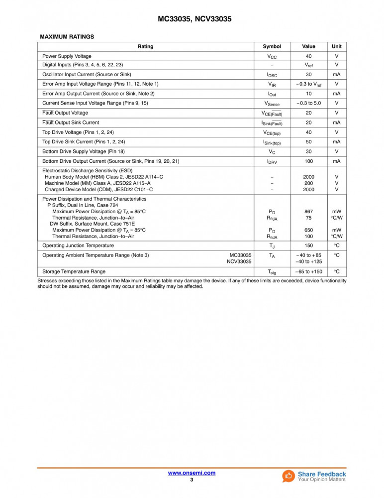 NCV33035 datasheet page 3